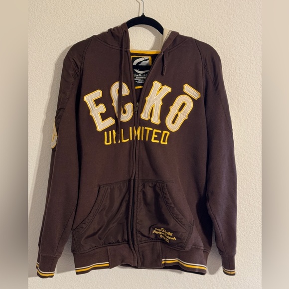 Ecko Unlimited | Shirts | Vintage Rare Y2k Ecko Unlimited Spellout Logo Zip Up Hoodie | Poshmark